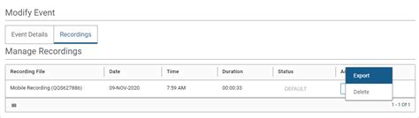 Export An Event Recording