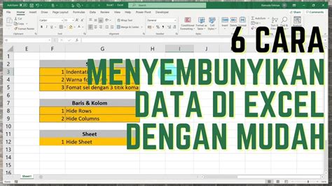 Cara Menyembunyikan Data Di Excel Youtube