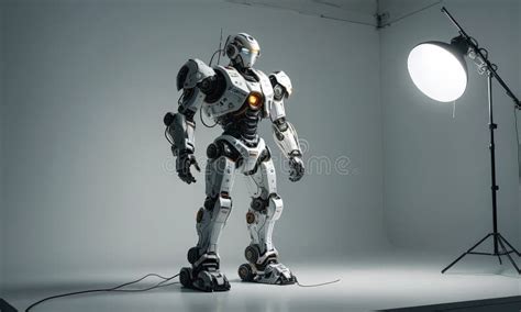robot standing in front light stock illustration illustration of