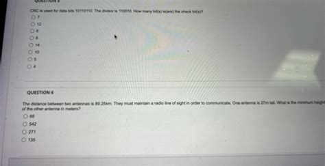 Solved Crc Ts Used For Data Bits 10110110 The Divisor Is
