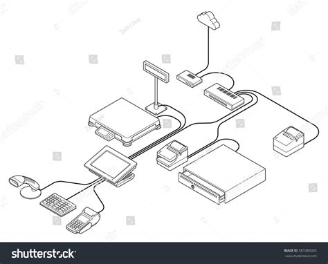 Point Sale Pos Equipment Setup Diagram Stock Vector Royalty Free