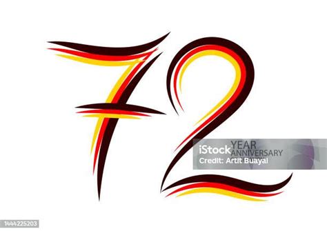 72 주년 기념 축하 로고 타입 다채로운 선 벡터 72 번째 생일 로고 72 숫자 디자인 배너 템플릿 초대 카드 포스터 티셔츠에 대 한 로고 번호 요소 그래픽 디자인