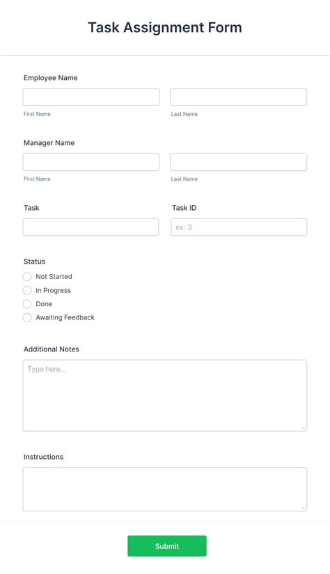 Task Assignment Form Template Jotform
