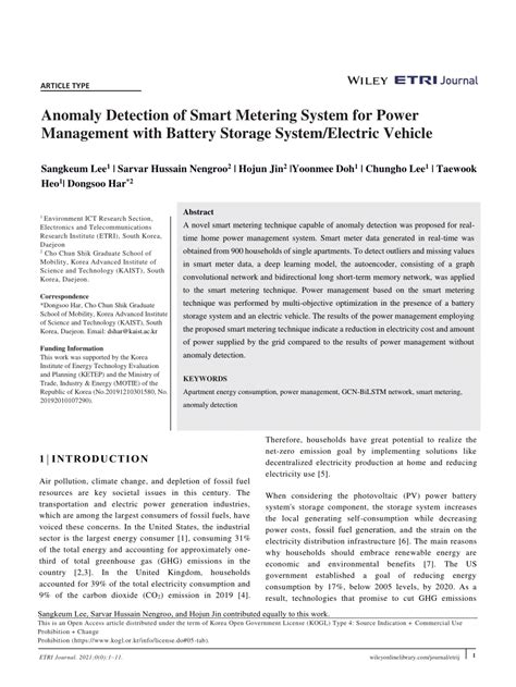Pdf Anomaly Detection Of Smart Metering System For Power Management