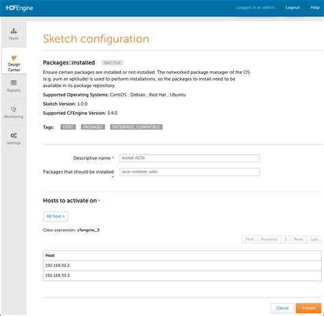 CFEngine Documentation Configure And Deploy A Policy Using Sketches