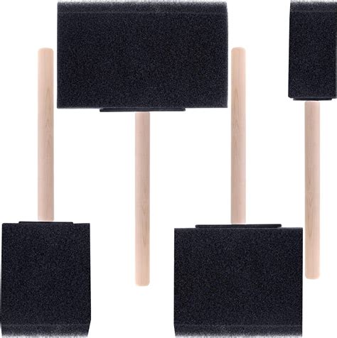 Amazon.com: CustomyLife 4 Pcs Foam Paint Brushes, 4 Sizes Wood Handle ...