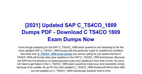 Get SAP C TS4CO 1809 Dumps PDF To Have Brilliant Outcome Pdf DocHub