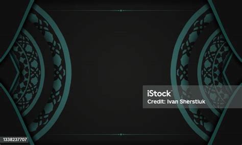 그리스 블루 장식과 로고를위한 장소와 검은 벡터 배경 추상 장식이 있는 엽서 디자인 0명에 대한 스톡 벡터 아트 및 기타 이미지 0명 건축 다마스크 천 Istock
