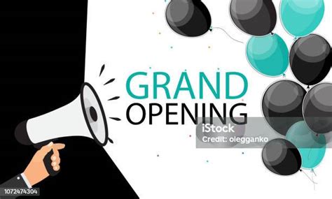 연설 거품과 풍선 확성기 그랜드 오프닝 개념입니다 벡터 일러스트 레이 션 0명에 대한 스톡 벡터 아트 및 기타 이미지 0명 개념 광고 Istock