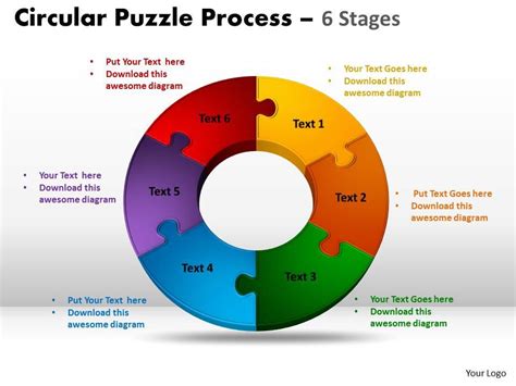 6 Components Circular Diagram Puzzle Process 9 Presentation Graphics Presentation PowerPoint