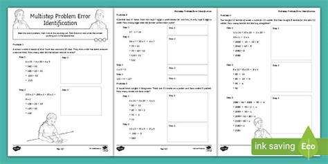 multi step error identification worksheet years 5and6 maths