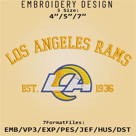Los Angeles Rams Embroidery Designs Nfl Logo Embroidery Fil Inspire