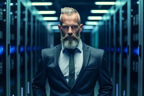 Data Center Leadership Cto Overseeing Operations In Warehouse Premium