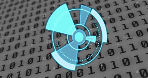 image of blue circle with radar over binary code stock illustration