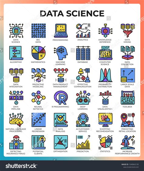 Data Science Concept Detailed Line Icons Stock Vector Royalty Free 1540843139 Shutterstock