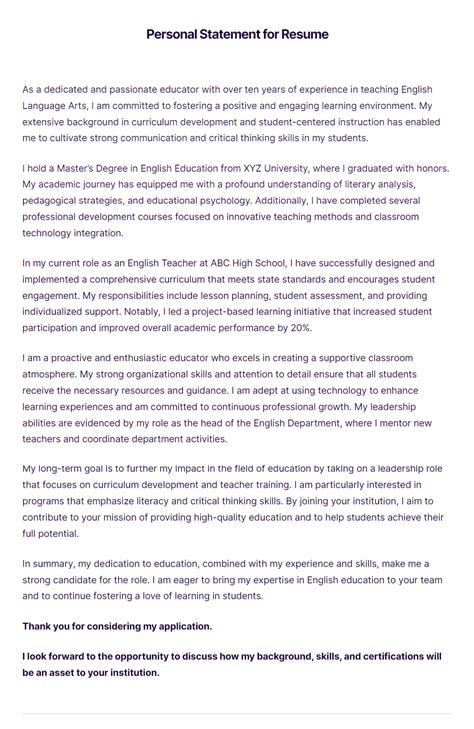 Personal Statement Examples Personal Statement