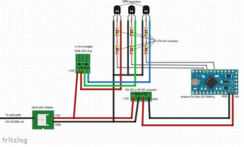 Rgb Led Strip Controlled By Arduino Pro Mini And Powered By 12v Wall