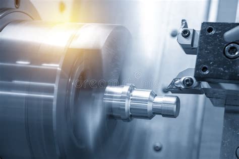 The CNC Lathe Or Turning Machine Cutting The Thread Stock Photo Image Of Factory Automation