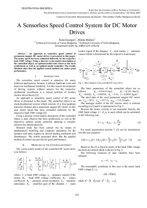 A Sensorless Speed Control System For Dc Motor Drives