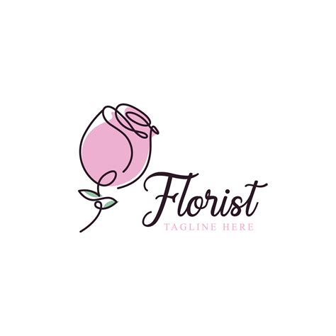 Florist With Continuous Style Logo Design Concept Vector Illustration