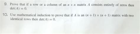 solved 9 prove that if a row or a column of an n x n matrix