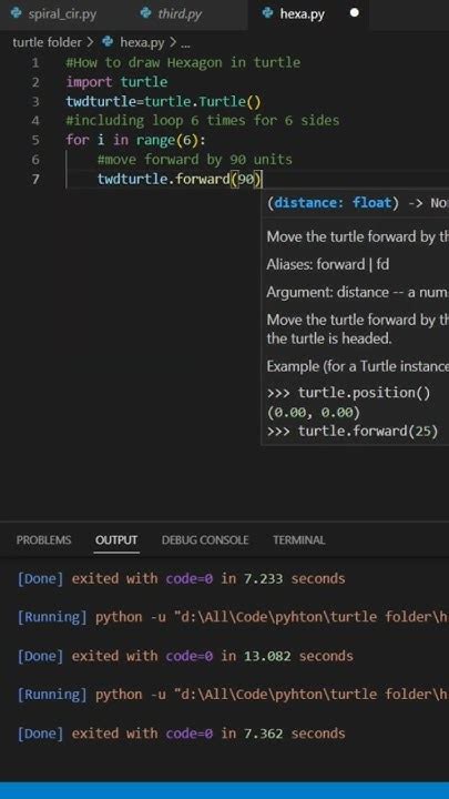 Draw A Hexagon In Python Turtle Turtle Python Pythonturtlegraphics Shortvideo Turtle Youtube