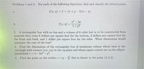 Solved Problems 1 And 2 For Each Of The Following Chegg Com
