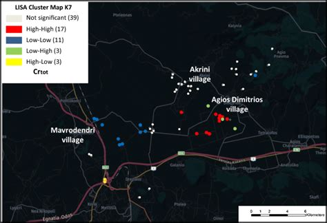 Lisa Cluster Map According To Morans I Index For The Spatial