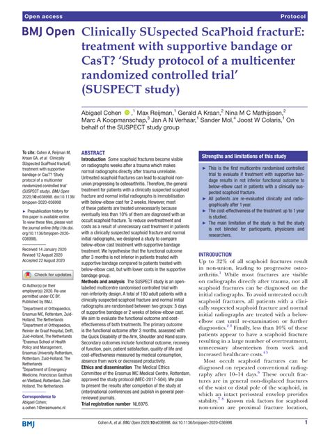 Pdf Clinically Suspected Scaphoid Fracture Treatment With Supportive