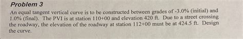 solved problem 3an equal tangent vertical curve is to be