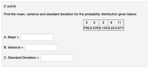 solved 1 point find the mean variance and standard