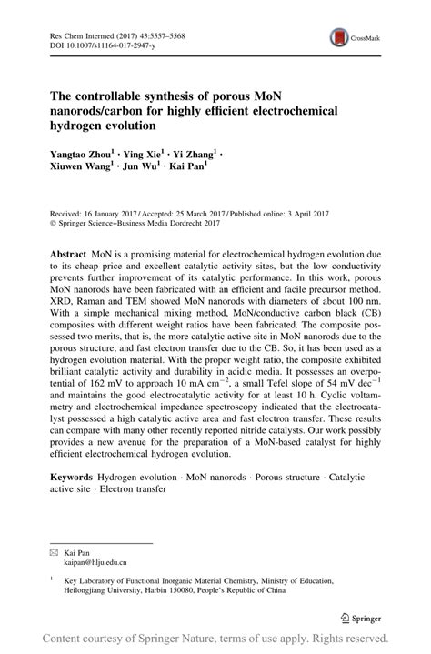 The Controllable Synthesis Of Porous Mon Nanorodscarbon For Highly