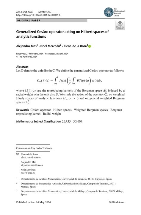 Pdf Generalized Cesàro Operator Acting On Hilbert Spaces Of Analytic