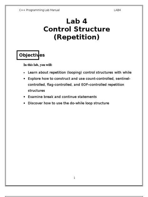 Cs 102 Lab 4 Pdf Control Flow C