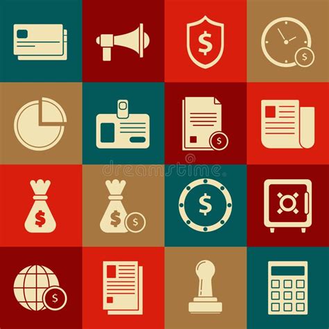 Set Calculator Safe File Document Shield With Dollar Symbol