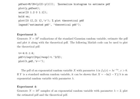 Exercise 2 Simulation Of Common Random Variables In