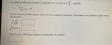 Solved The Following Differential Equation Is Separable As
