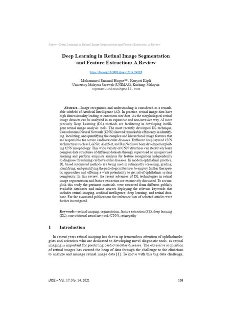 Deep Learning In Retinal Image Segmentation And Feature Extraction A