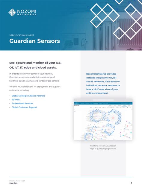 Nozomi Networks Guardian Specifications Sheet Download Free Pdf Internet Of Things