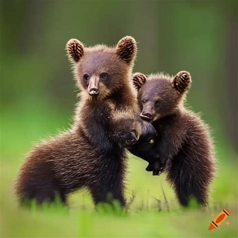 Cute Bear Cubs Playing