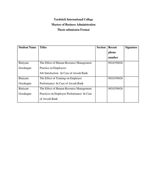 Thesis Title Submisstion Format Pdf