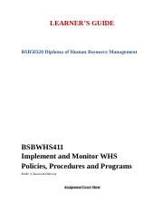 Implement And Monitor WHS Policies Procedures And Programs Course Hero