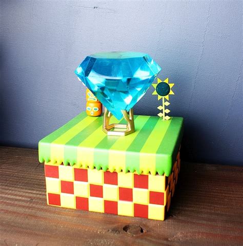 chaos emerald cyan with green hill zone base etsy