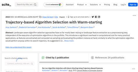 Citation Report Trajectory Based Algorithm Selection With Warm Starting