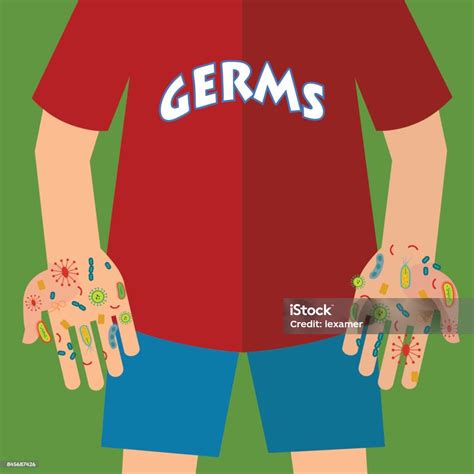 아이 손에 더러운 세균 및 박테리아 벡터 개념 감기와 독감에 대한 스톡 벡터 아트 및 기타 이미지 감기와 독감 건강관리와 의술 공격성 Istock