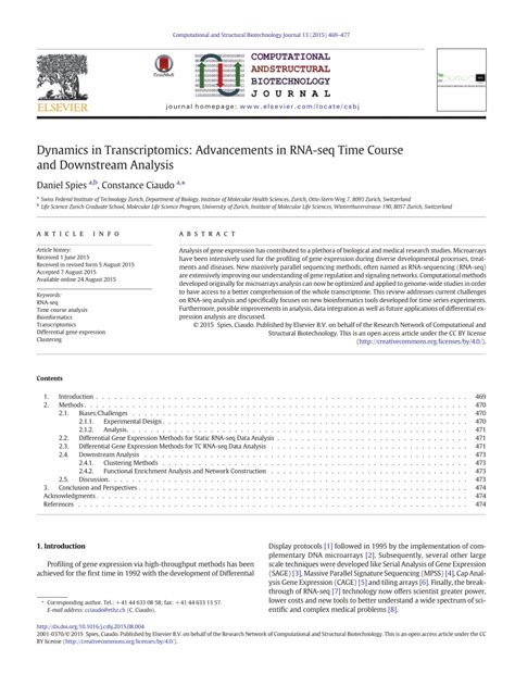 Pdf Dynamics In Transcriptomics Advancements In Rna Seq Time Course