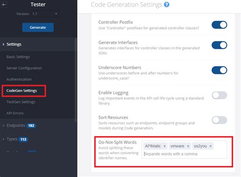 Do Not Split Words In Code Generation Settings APIMatic Documentation