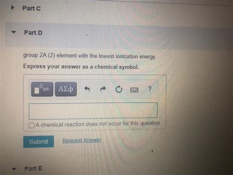 solved part part d group 2a 2 element with the lowest