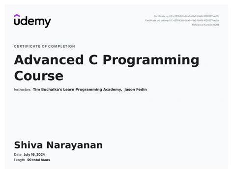 shiva narayanan m on linkedin cprogramming advancedc udemy