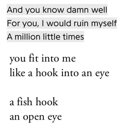 1 Illicit Affairs Taylor Swift 2 You Fit Into Me Margaret Atwood 3 Alone Together